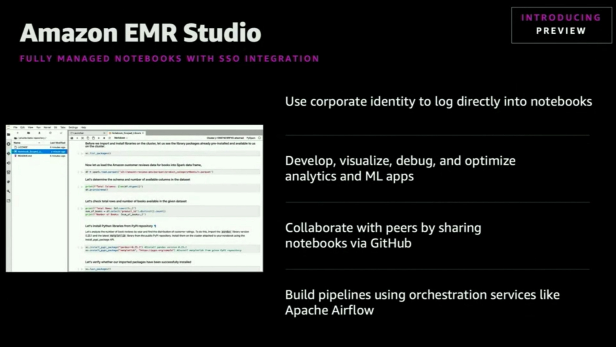 【速報】データ分析アプリケーションの開発、可視化、デバッグできる統合開発環境(IDE) 『Amazon EMR Studio ...