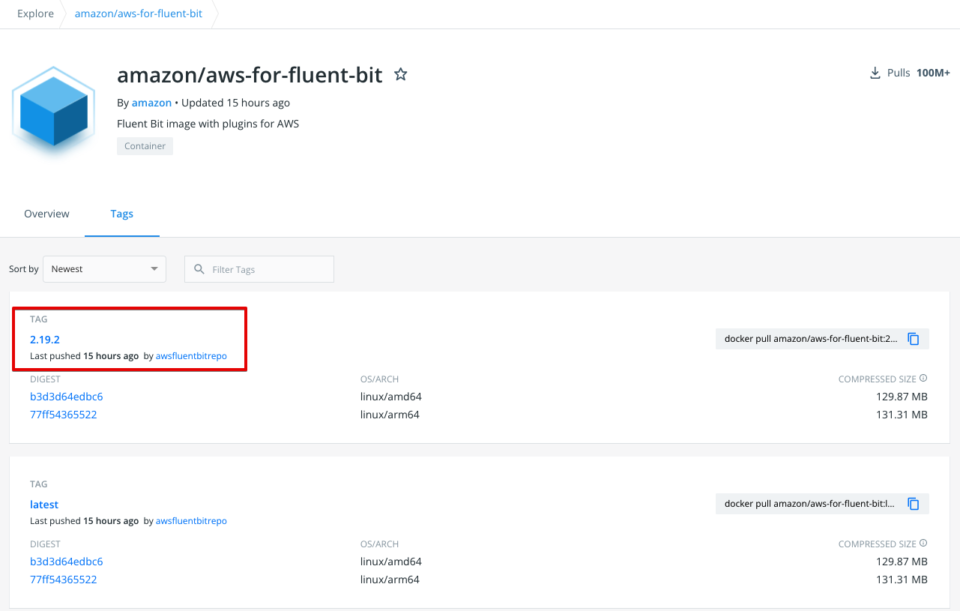 FireLens（Fluent Bit）で利用するaws-for-fluent-bitイメージ内のFlunet Bitのバージョン確認方法 ...