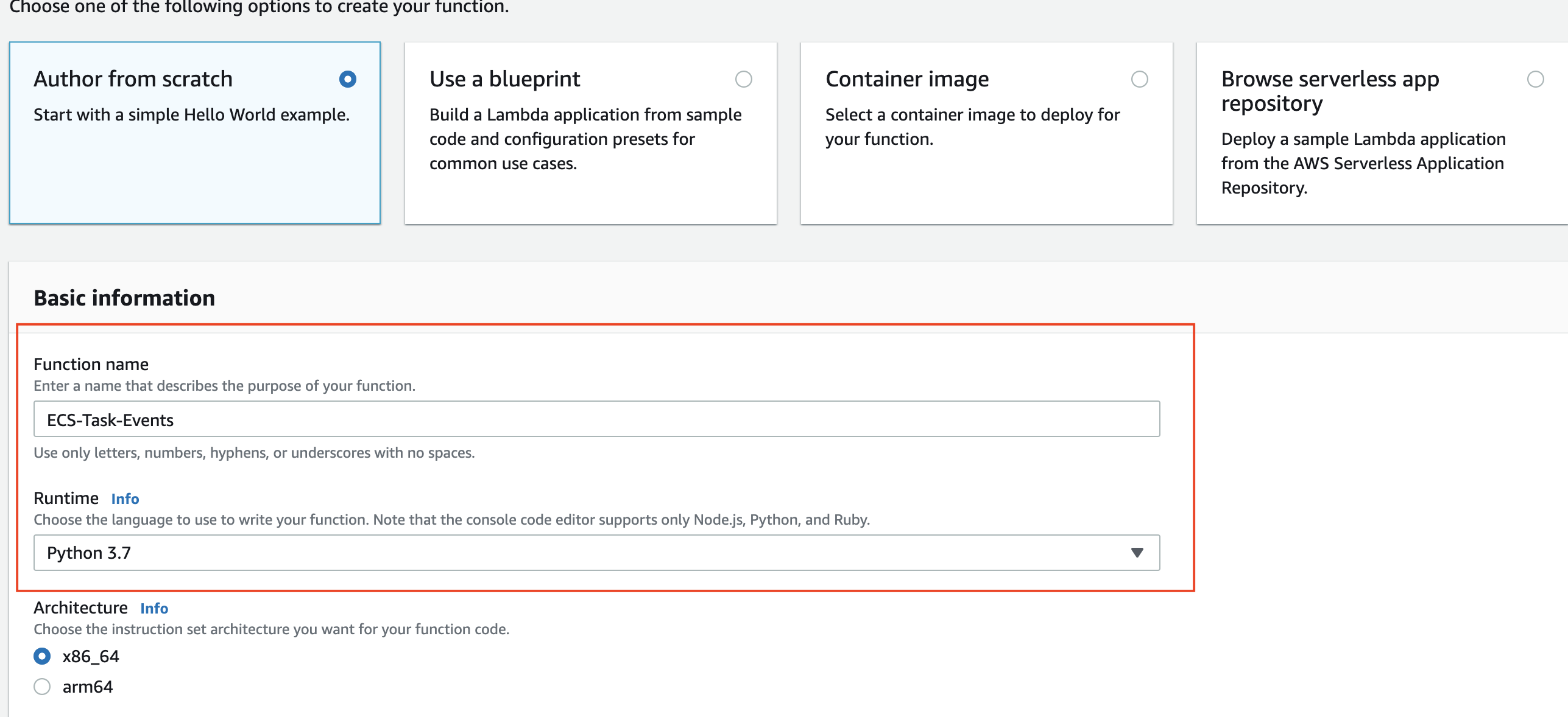 Aws Cliでfargateを使用してecsクラスターの作成し、lambdaを使用してecsイベントをcloudwatchログに書き込んでみ