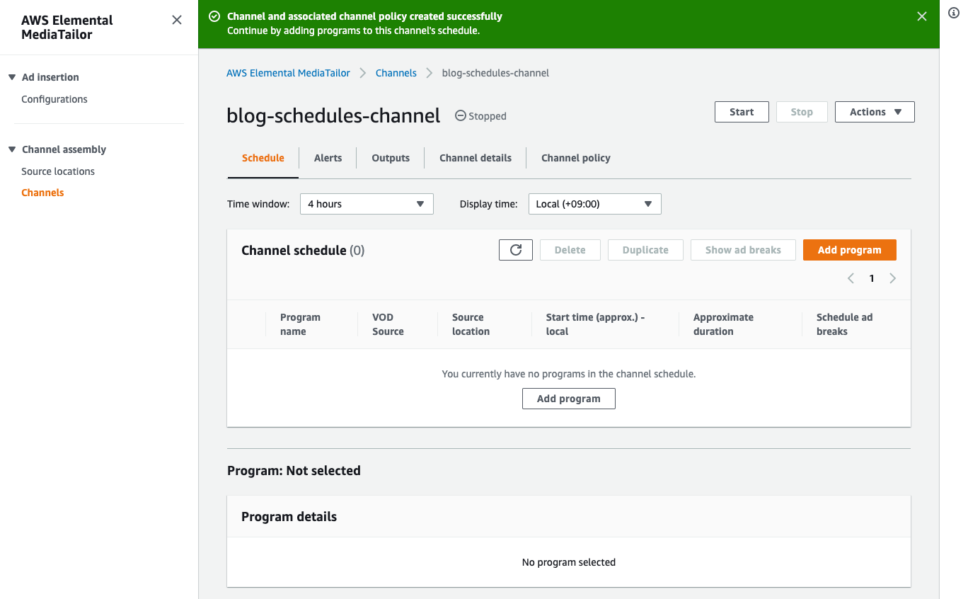 AWS Elemental MediaTailorのChannel Assemblyで時間ベースのスケジューリングをしてみた | DevelopersIO