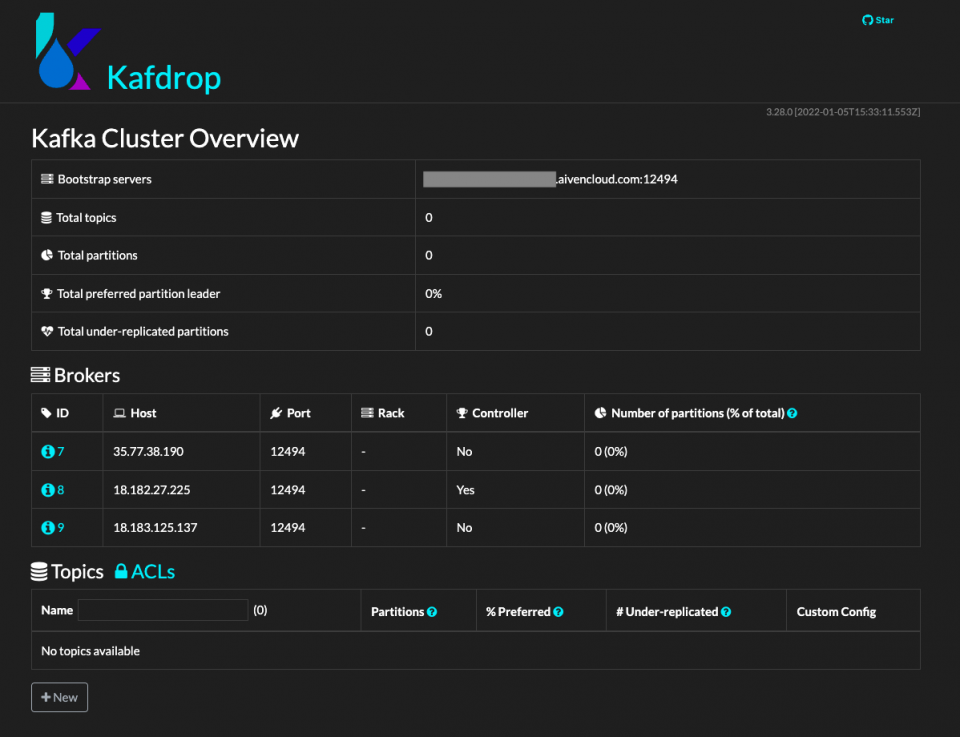 Kafka 用クライアントの Kafdrop で Aiven for Apache Kafka に接続する | DevelopersIO