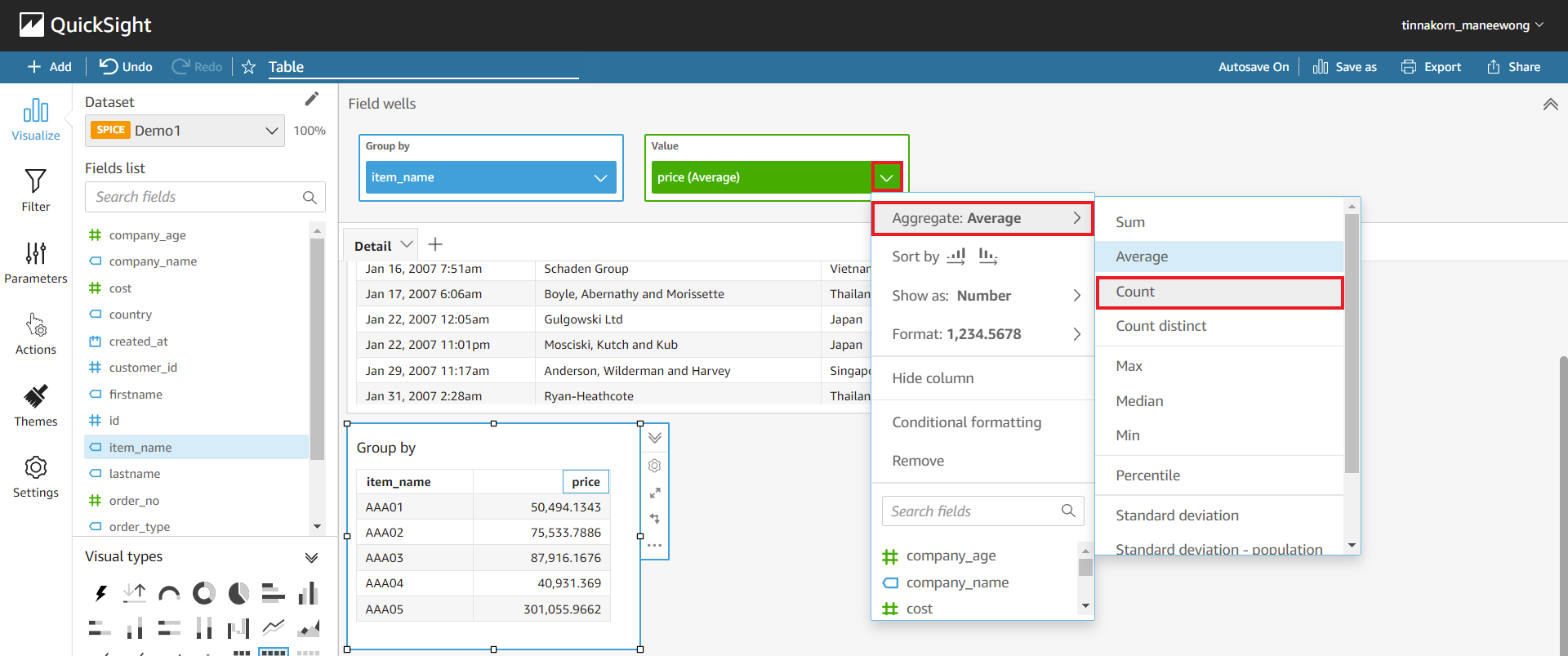 การสร้างตารางใน Analytics บน QuickSight | DevelopersIO