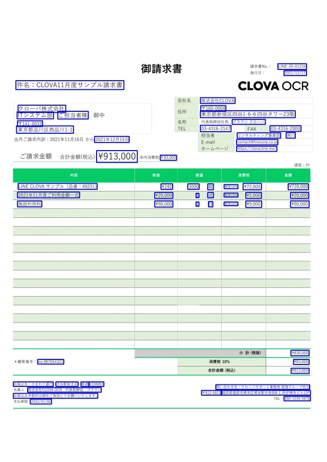 CLOVA OCRのInvoice OCR APIで読み取った範囲を描画する | DevelopersIO