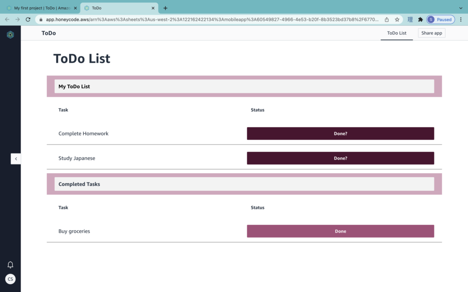 Make a simple ToDo application with AWS Honeycode | DevelopersIO