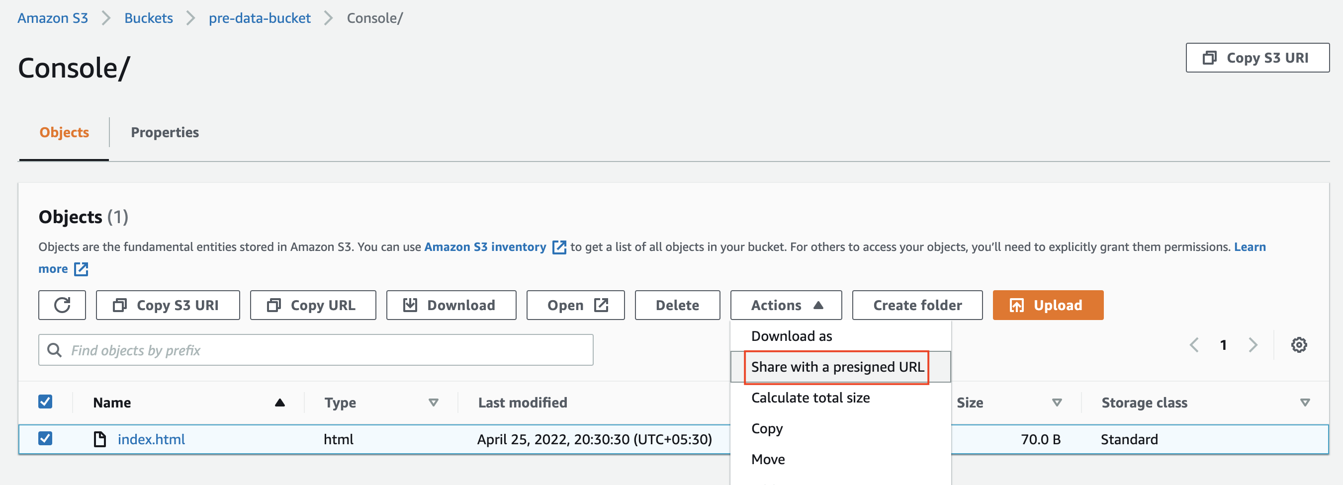 AWS CLI とコンソールを使用してpresigned URLs生成してみた。 | DevelopersIO