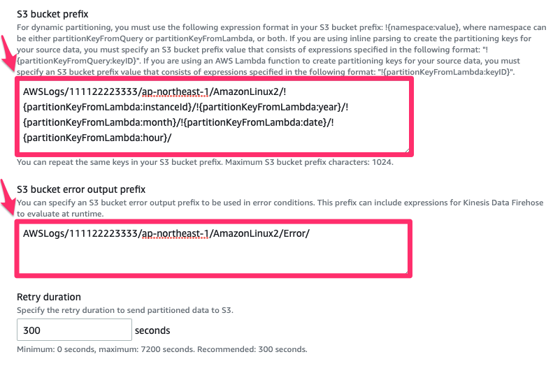CloudWatch Logs に取り込んだ syslog を Kinesis Data Firehose + Lambda で動的パーティショニングしつつ S3 に出力してみた ...
