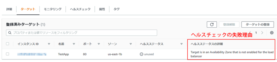 ALB のヘルスチェックが “Target is in an Availability Zone that is not enabled for the load balancer” で失敗 ...