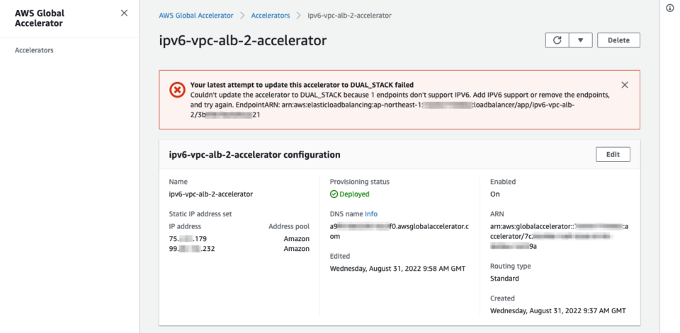 AWS Global AcceleratorがIPv6をサポートしていたのでALBに設定しながらELBのdual-stackに思いを馳せてみた | DevelopersIO