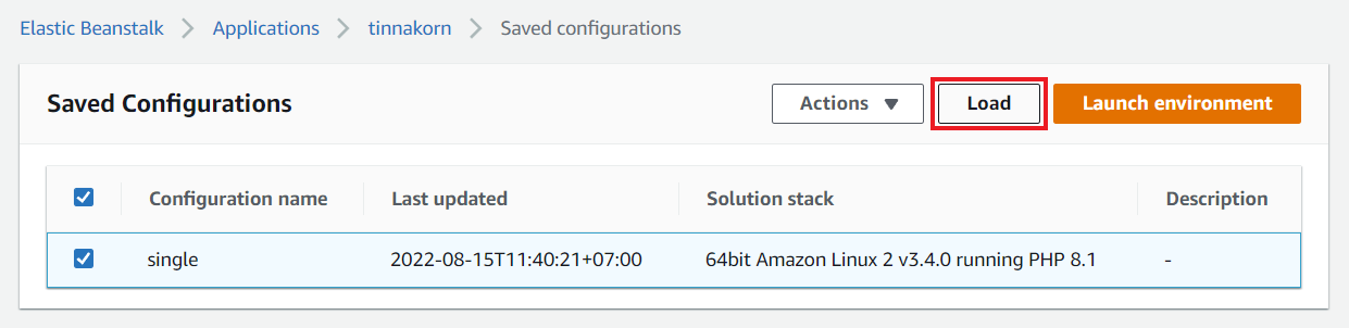 วิธีการใช้งานฟังก์ชัน Saved configuration ใน Elastic Beanstalk | DevelopersIO