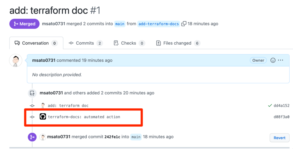 Terraform Docsをgithub Actions上で実行して、プルリクエスト時にモジュールのドキュメントを自動生成してみる Developersio