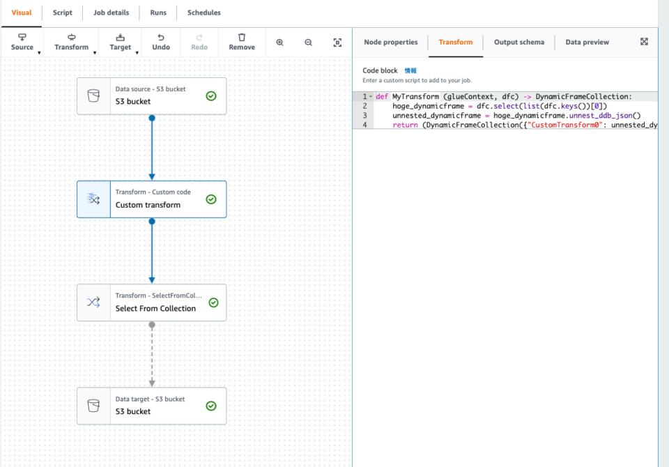 Glue Studio で DynamoDB JSON を CSV に変換するジョブを作成してみる | DevelopersIO